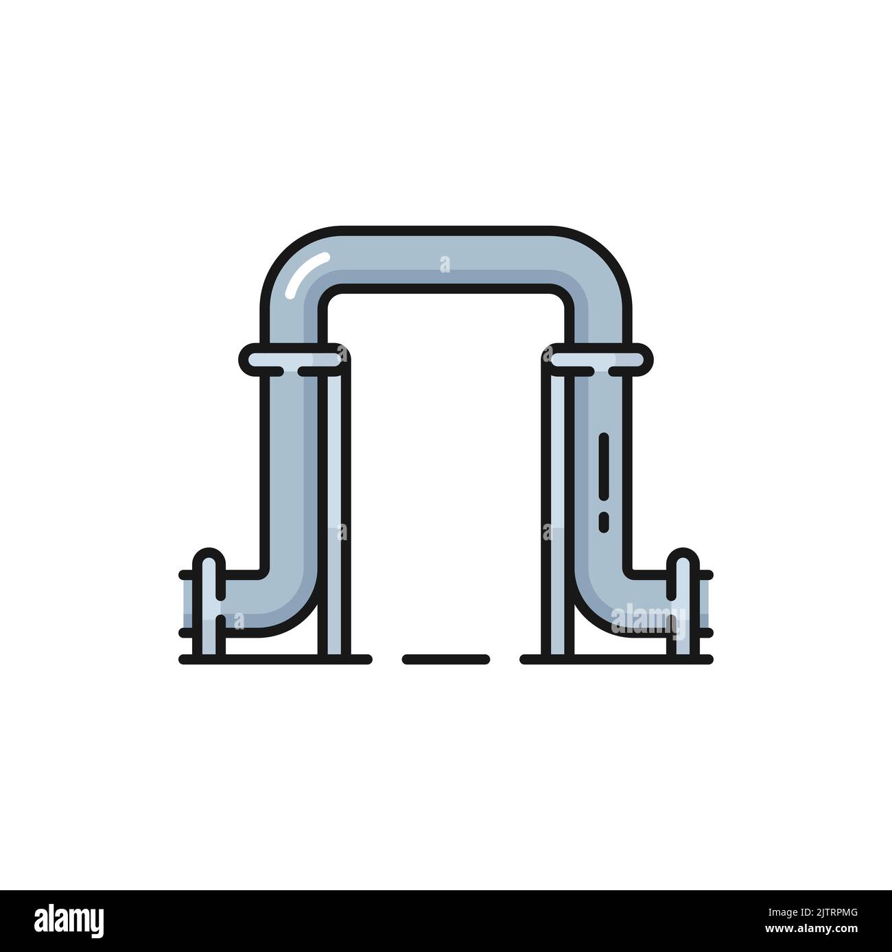 U shape pipeline gasoline, curve plumbing pipes arch door isolated ...