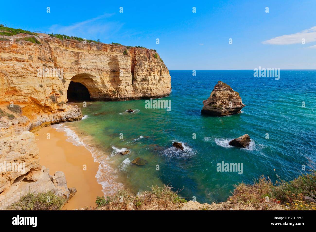 Panorama of Sea Cliffs in Algarve, Portugal Stock Photo - Alamy
