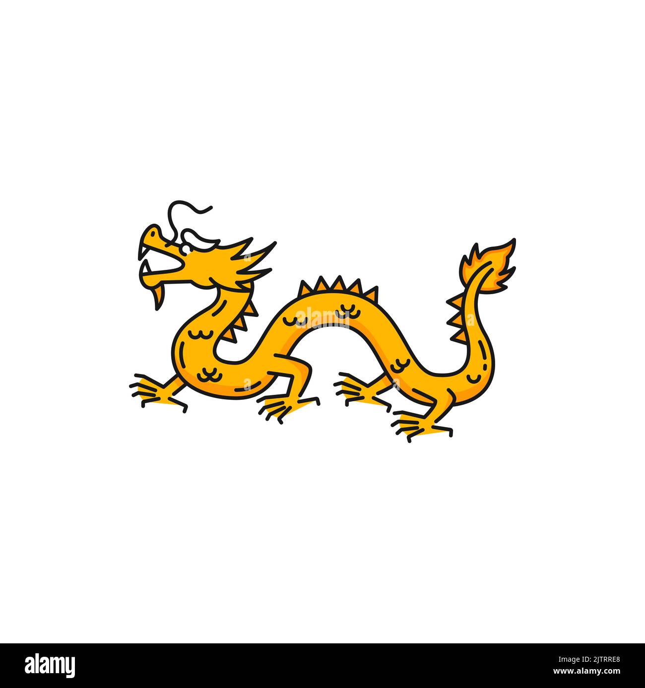 Golden dragon Hong Kong traditional symbol outline icon. Vector ...