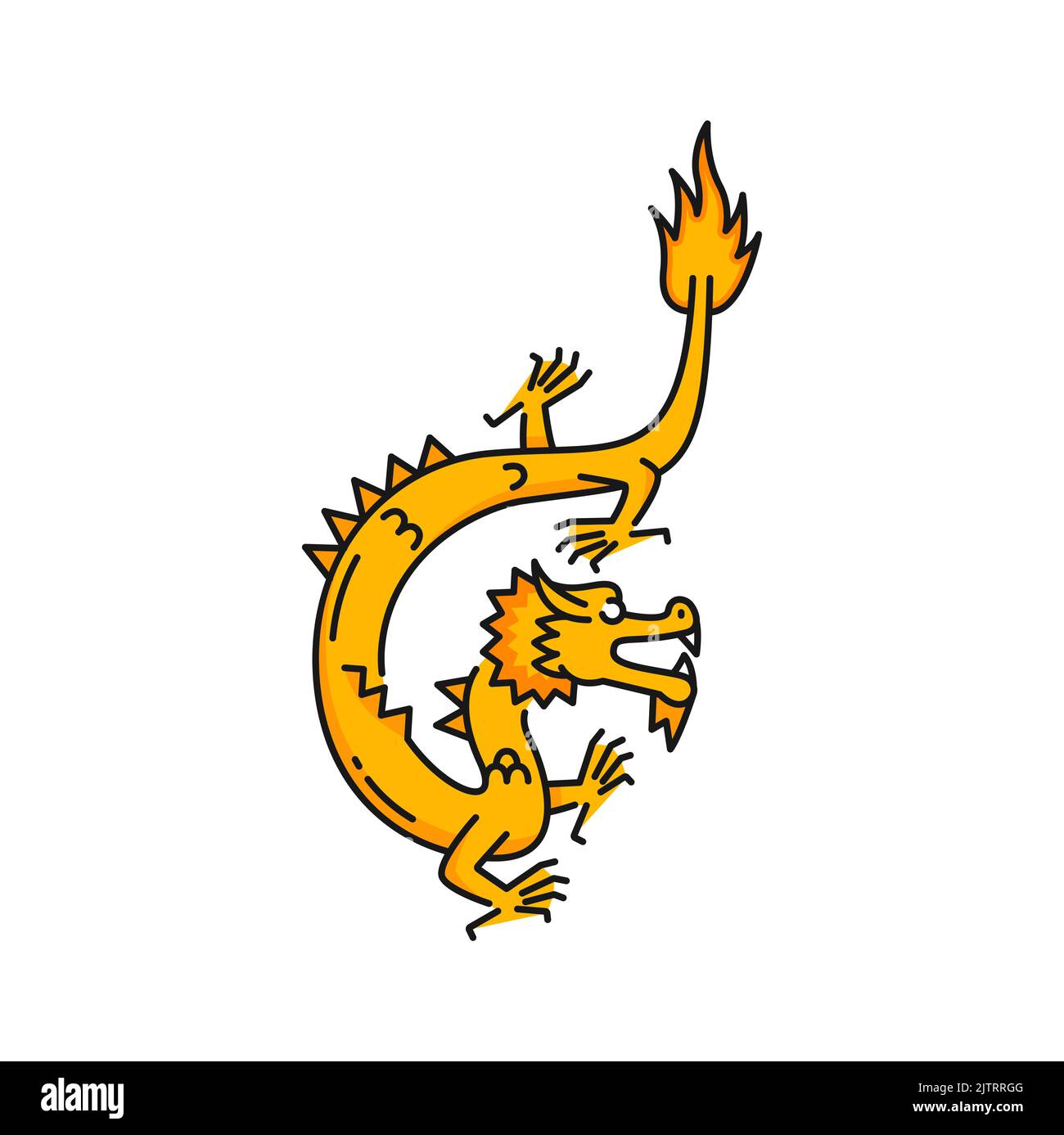 Flying dance asian chinese dragon Hong Kong symbol. Vector golden ...