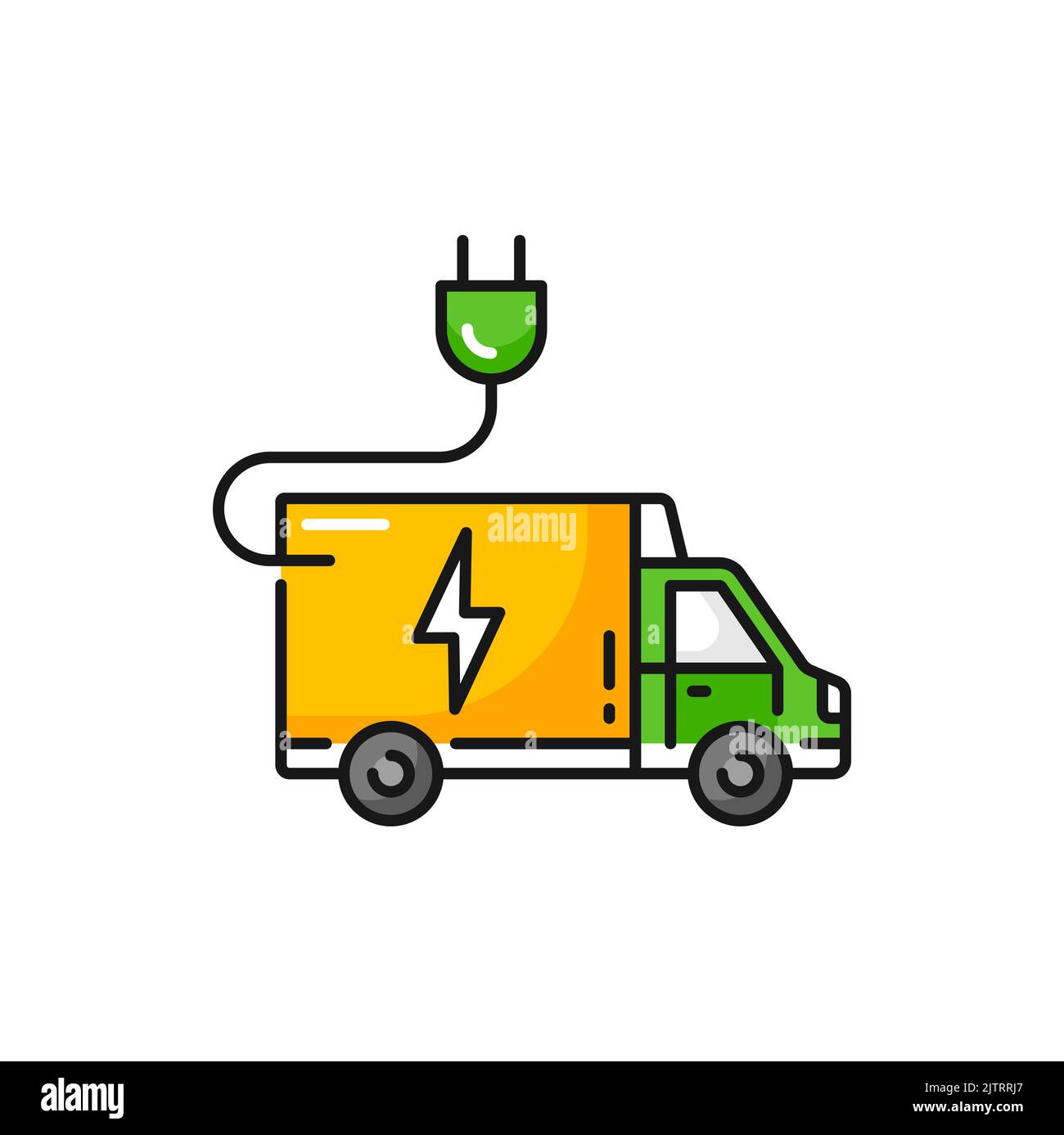 Charge of electric cargo van isolated color icon of charging truck ...