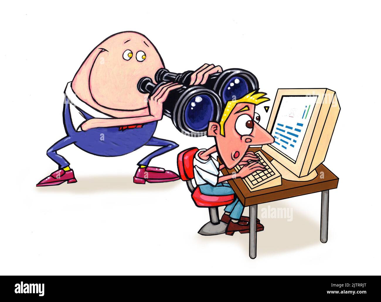 Concept art illustration: 'egg' internet troll spying on user An egg ...