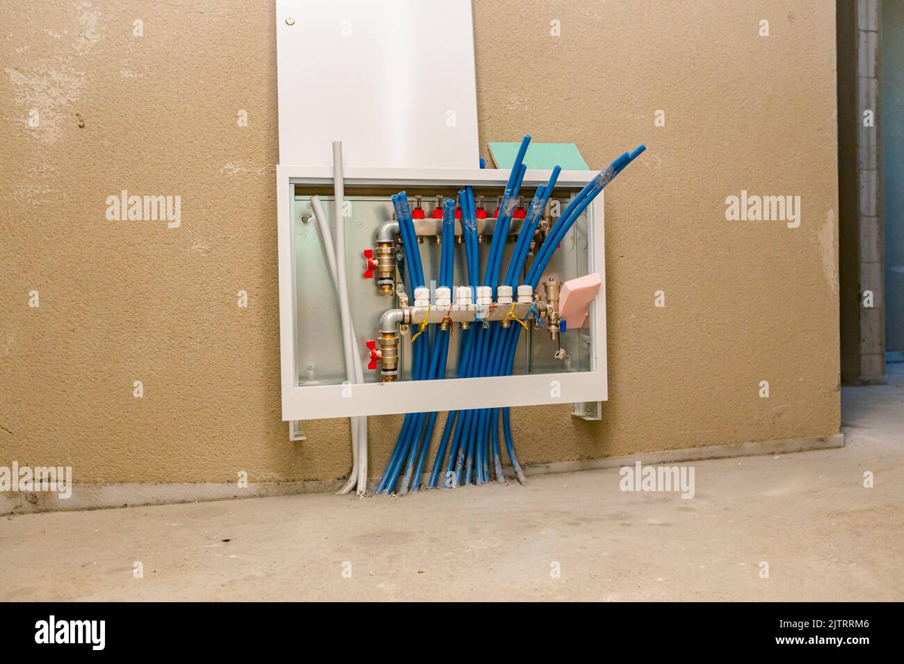 New brass distribution system manifold valves are mounted for central ...