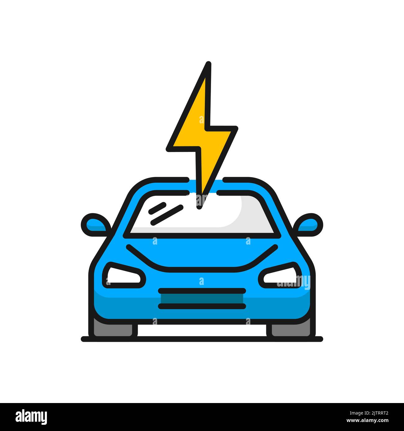 Electric car charge, sign on thunderbolt energy power symbol isolated ...