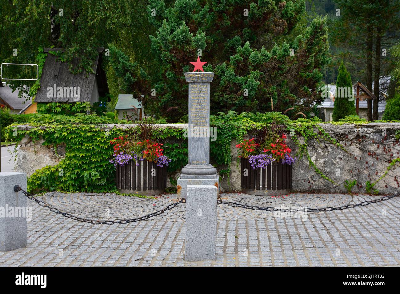 Kranjska Gora, Slovenia - August 20th 2022. A world war two memorial in ... Kranjska Gora, Slovenia - August 20th 2022. A world war two memorial in ...