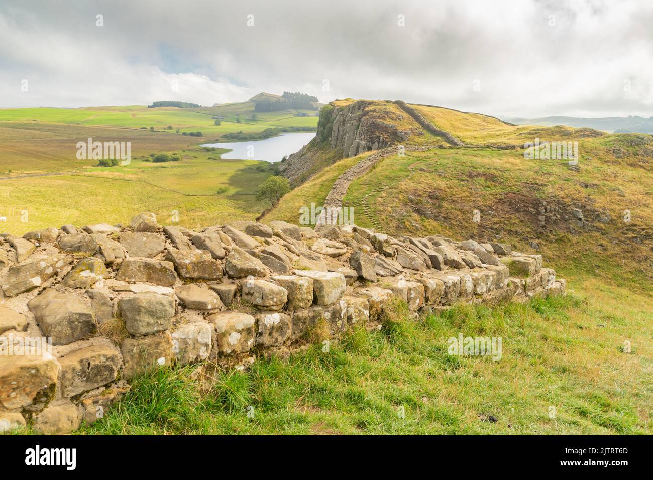 Hadrian's Wall trail near Steel Rigg in Northumberland Stock Photo - Alamy