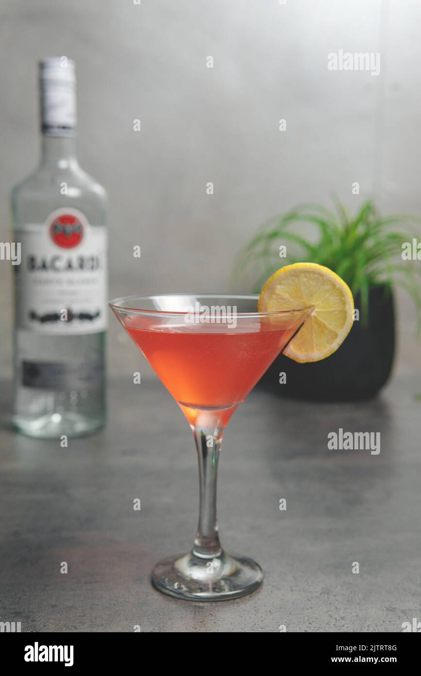 Orange Rum cocktail with Lemon In a Hotel Bar Stock Photo - Alamy