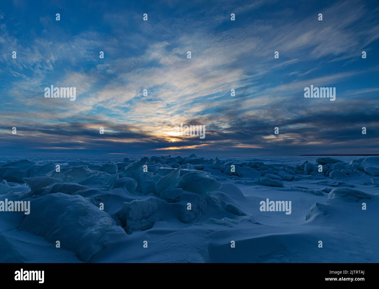 Ice patterns and piles of ice plates called Ice Shoves on the Green Bay ...