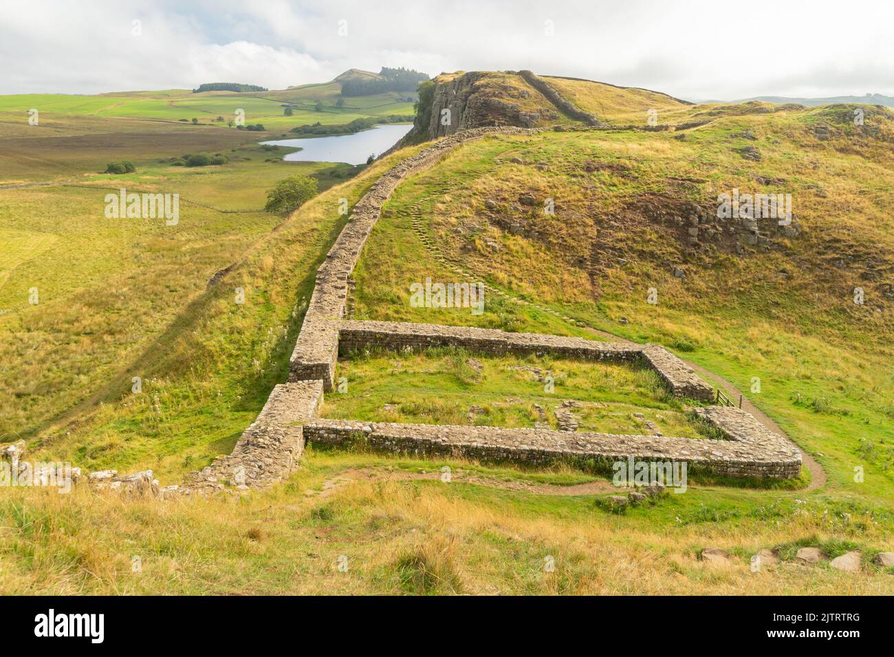 Hadrian's Wall trail near Steel Rigg in Northumberland Stock Photo - Alamy