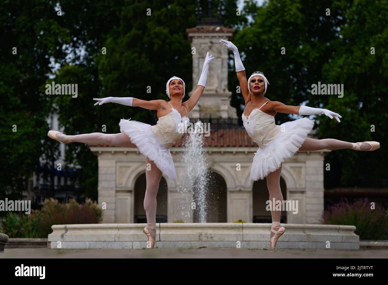 Dancers Robert Carter and Ugo Cirri from comedy drag ballet company Les ...