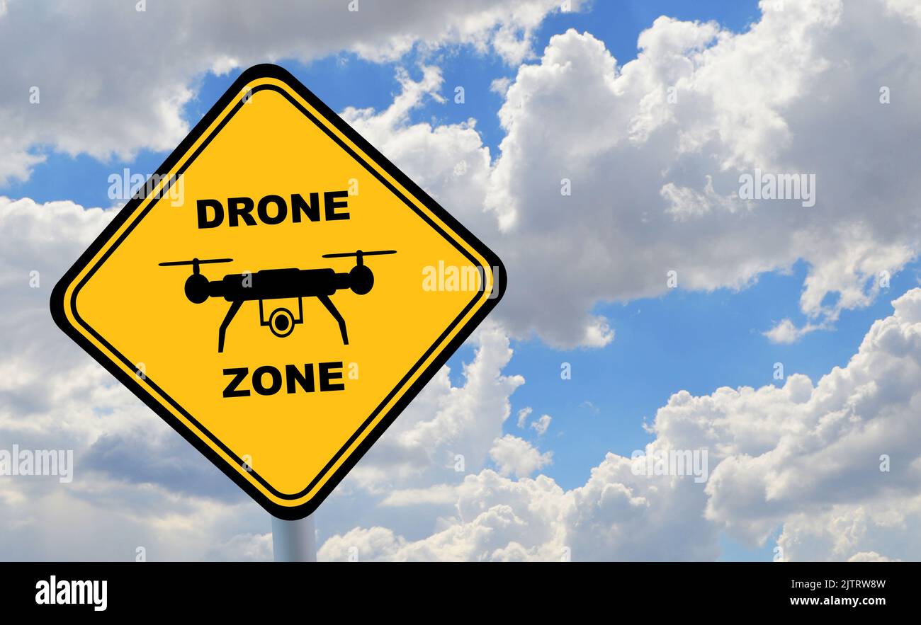 drone zone sign on white background Stock Photo - Alamy