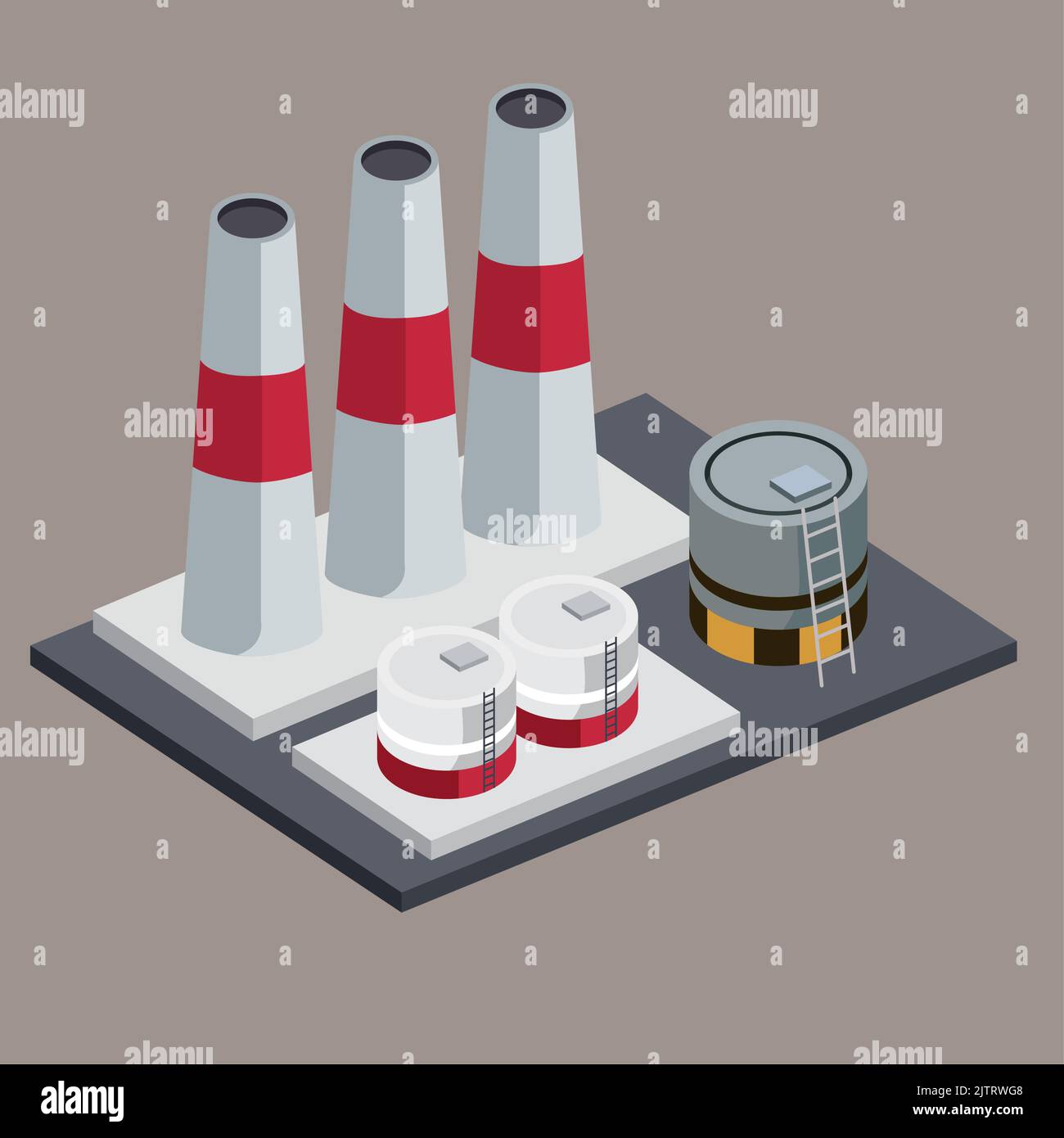 isometric industrial chimney and tanks Stock Vector Image & Art - Alamy