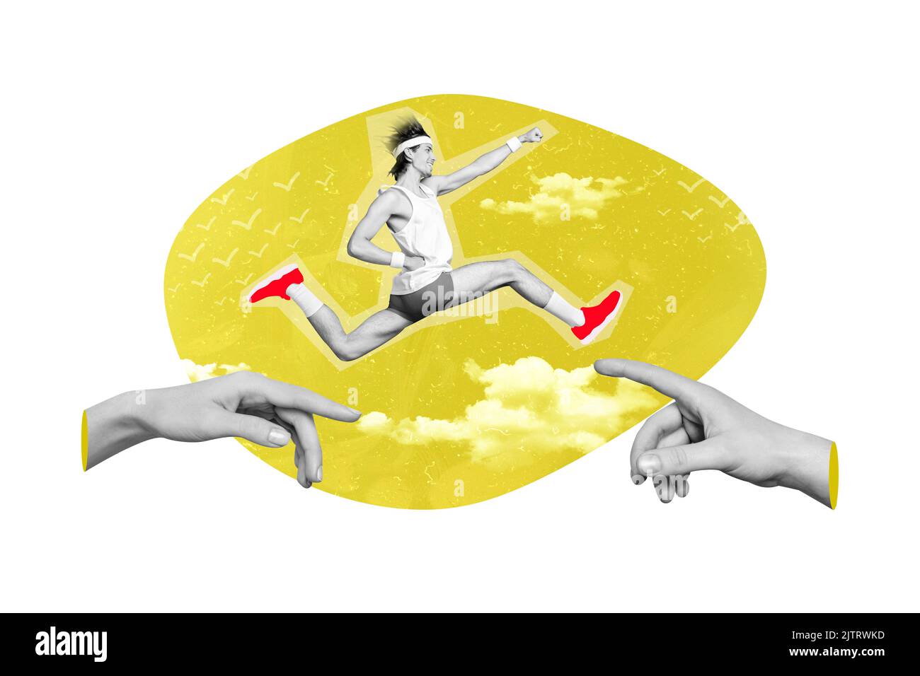 Composite Collage Image Of Energetic Sportive Guy Dressed Sportswear