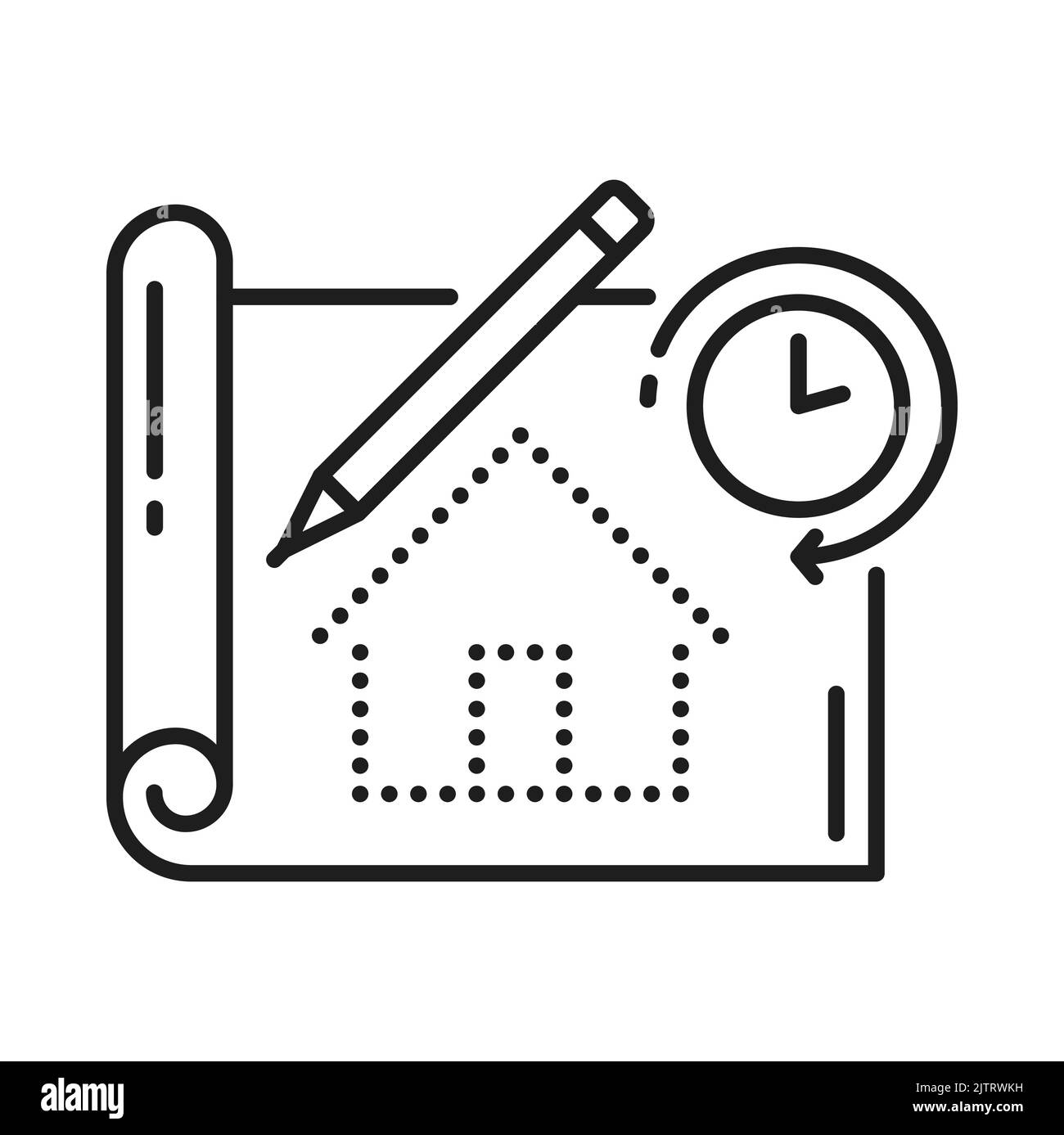 House architect development and interior design plan, vector pencil ...