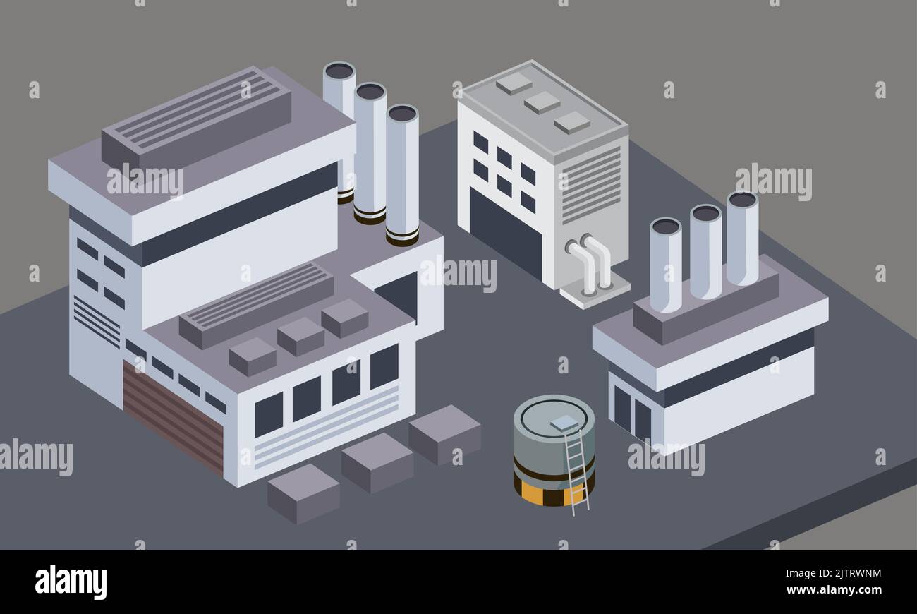 Vector isometric low poly factory hi-res stock photography and images ...