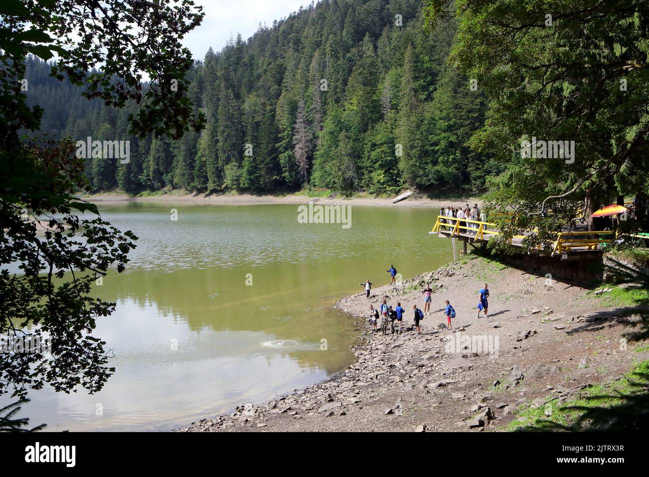 ZAKARPATTIA REGION, UKRAINE - AUGUST 29, 2022 - The water level in Lake ...