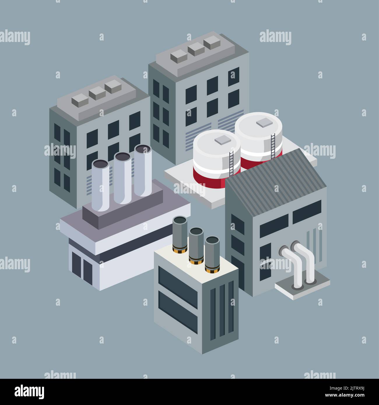 isometric plant with buildings Stock Vector Image & Art - Alamy