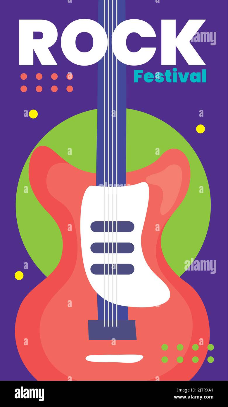 rock festival lettering with guitar electric Stock Vector Image & Art ...