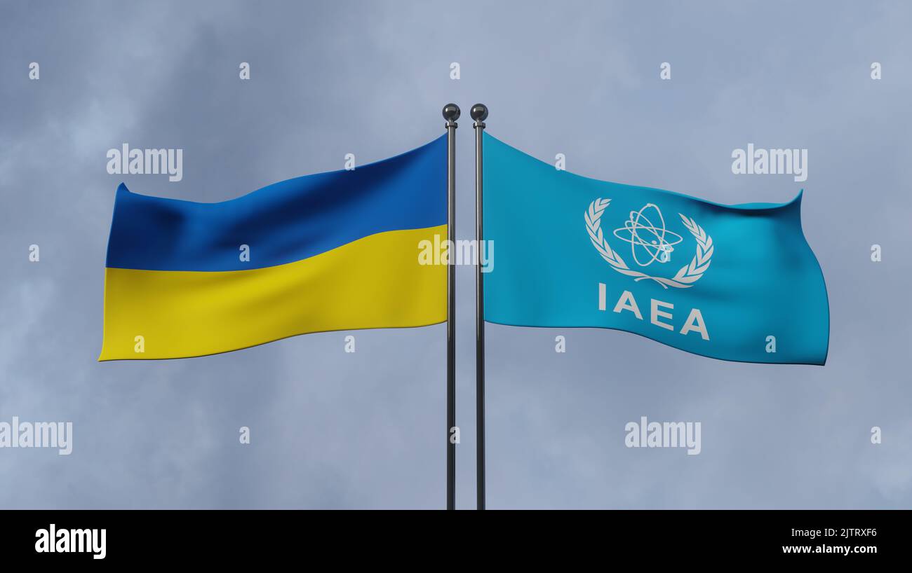 International Atomic Energy Agency IAEA and Ukraine, flag IAEA and ...