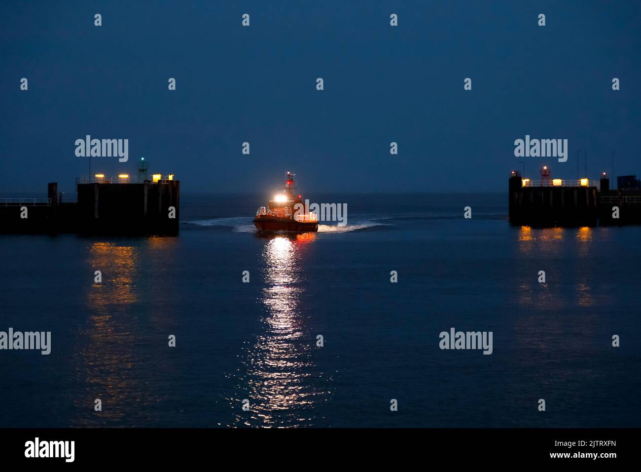 Cuxhaven seaport at the mouth of the Elbe in the North Sea, pilot ...