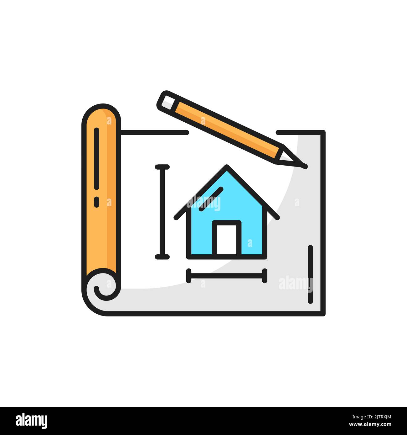 Architect plan on paper, pencil and house project design. Vector house ...