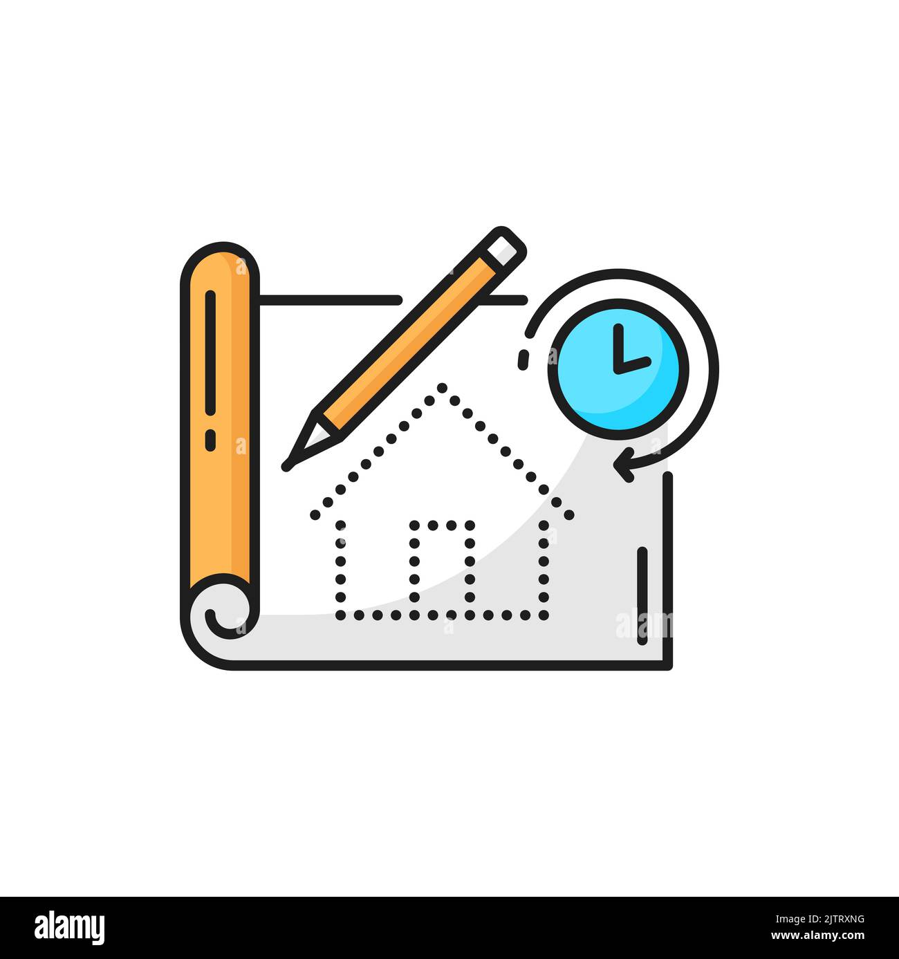 House architectural plan, technical drawing. Vector engineering design ...