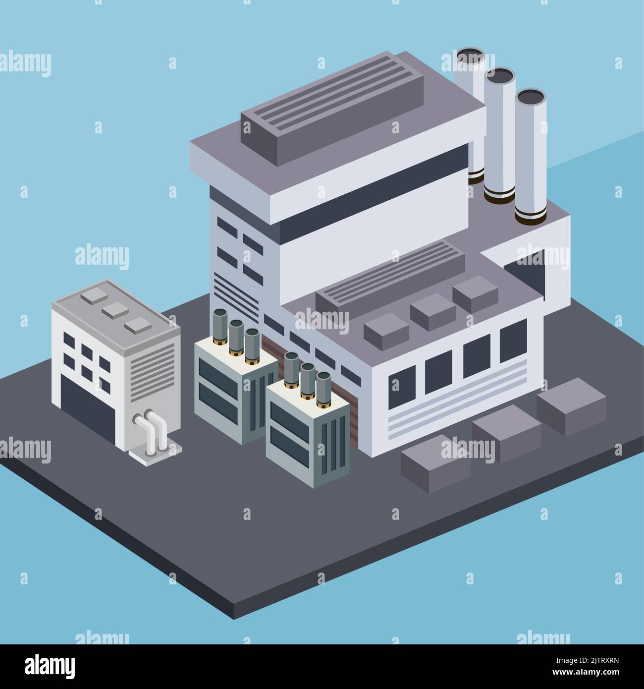 isometric factory with gray buildings Stock Vector Image & Art - Alamy