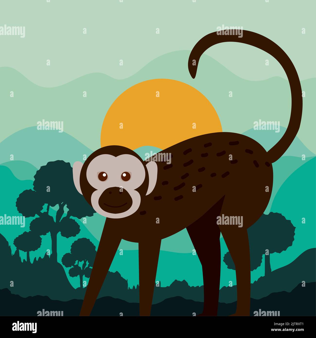 Monkey in the sun Stock Vector Images - Alamy