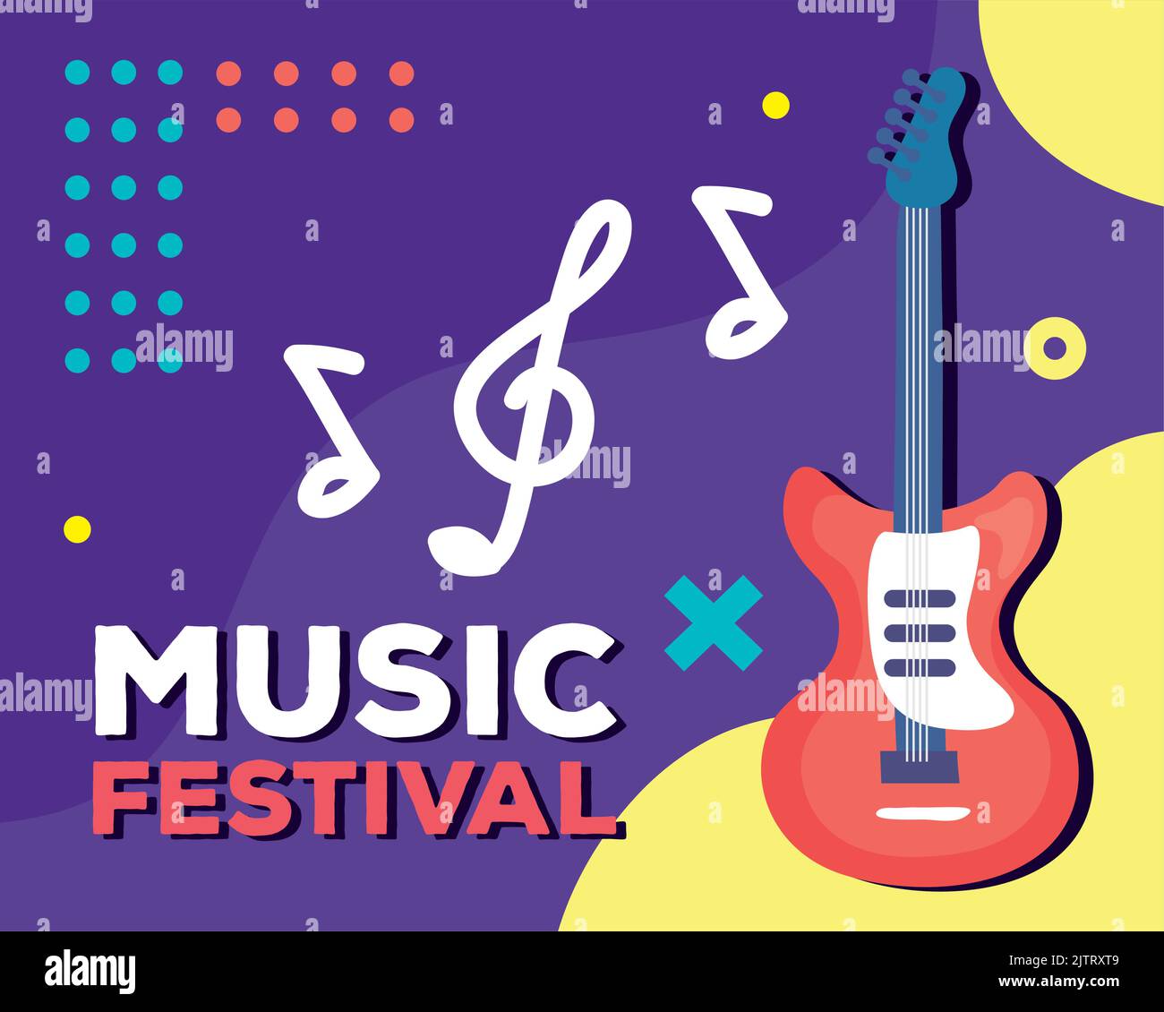 music festival lettering with electric guitar Stock Vector Image & Art ...