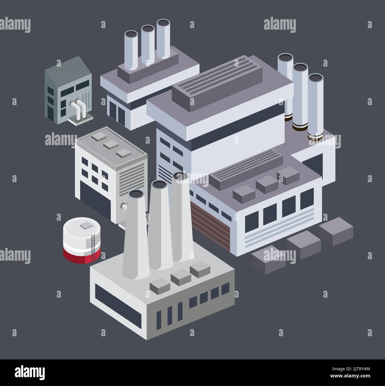 isometric plant with chimneys Stock Vector Image & Art - Alamy