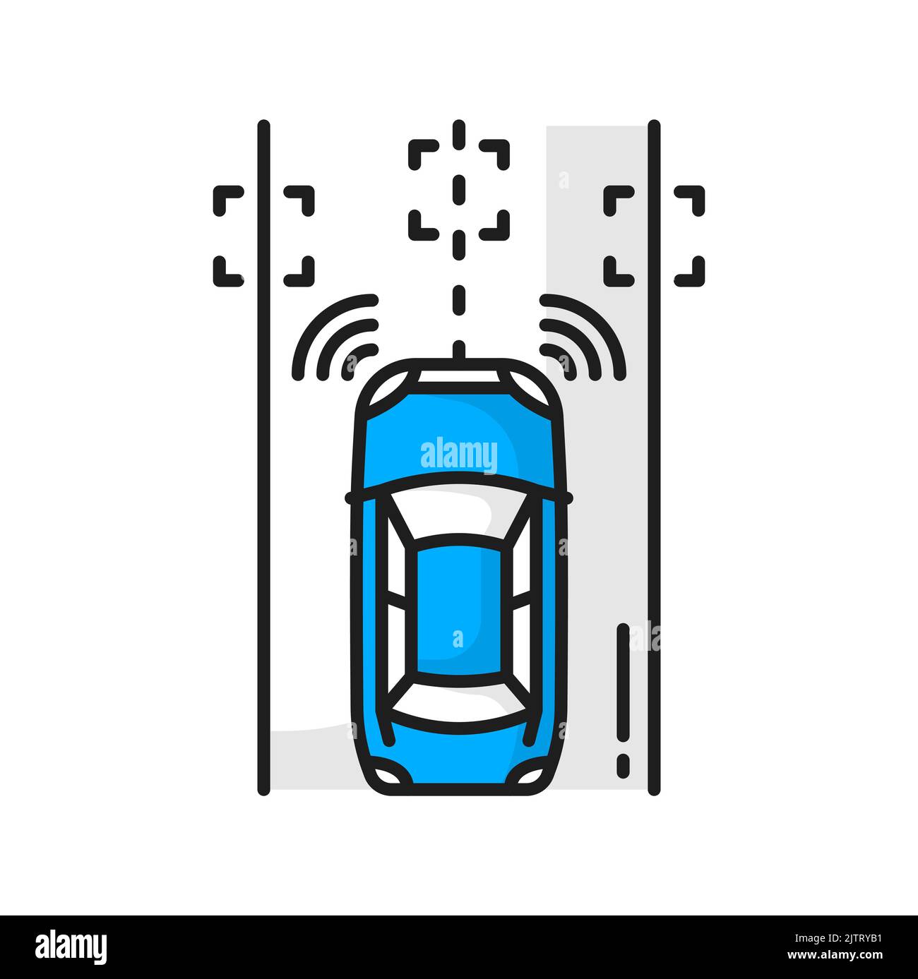 Driverless Autonomous Car On Road Self Driving Vehicle With Radar