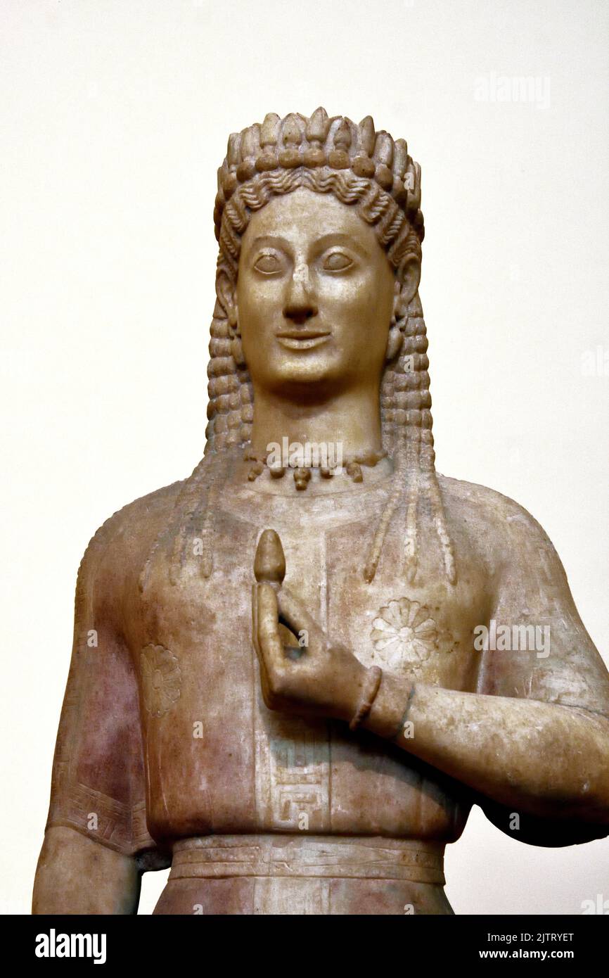 Funerary Statue of a woman, known as a Kore, Grave of Phrasikleia at ...