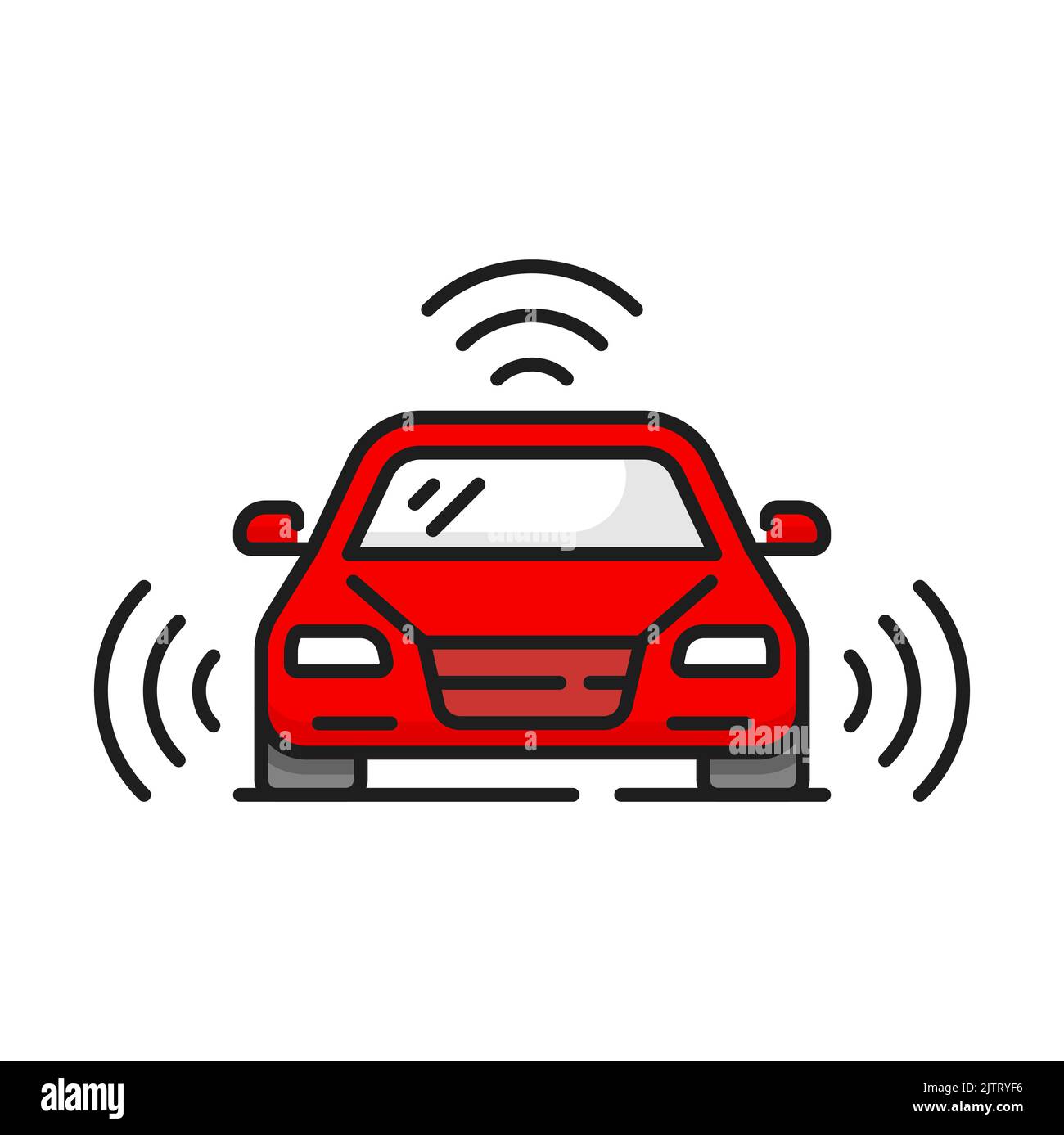 Driverless Autonomous Car Self Driving Vehicle Isolated Color Outline