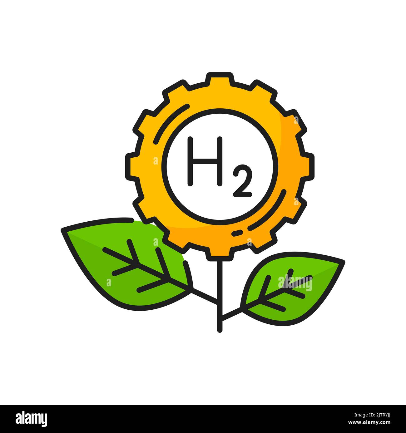 Hydrogen green energy flower and H2 molecule vector color icon ...