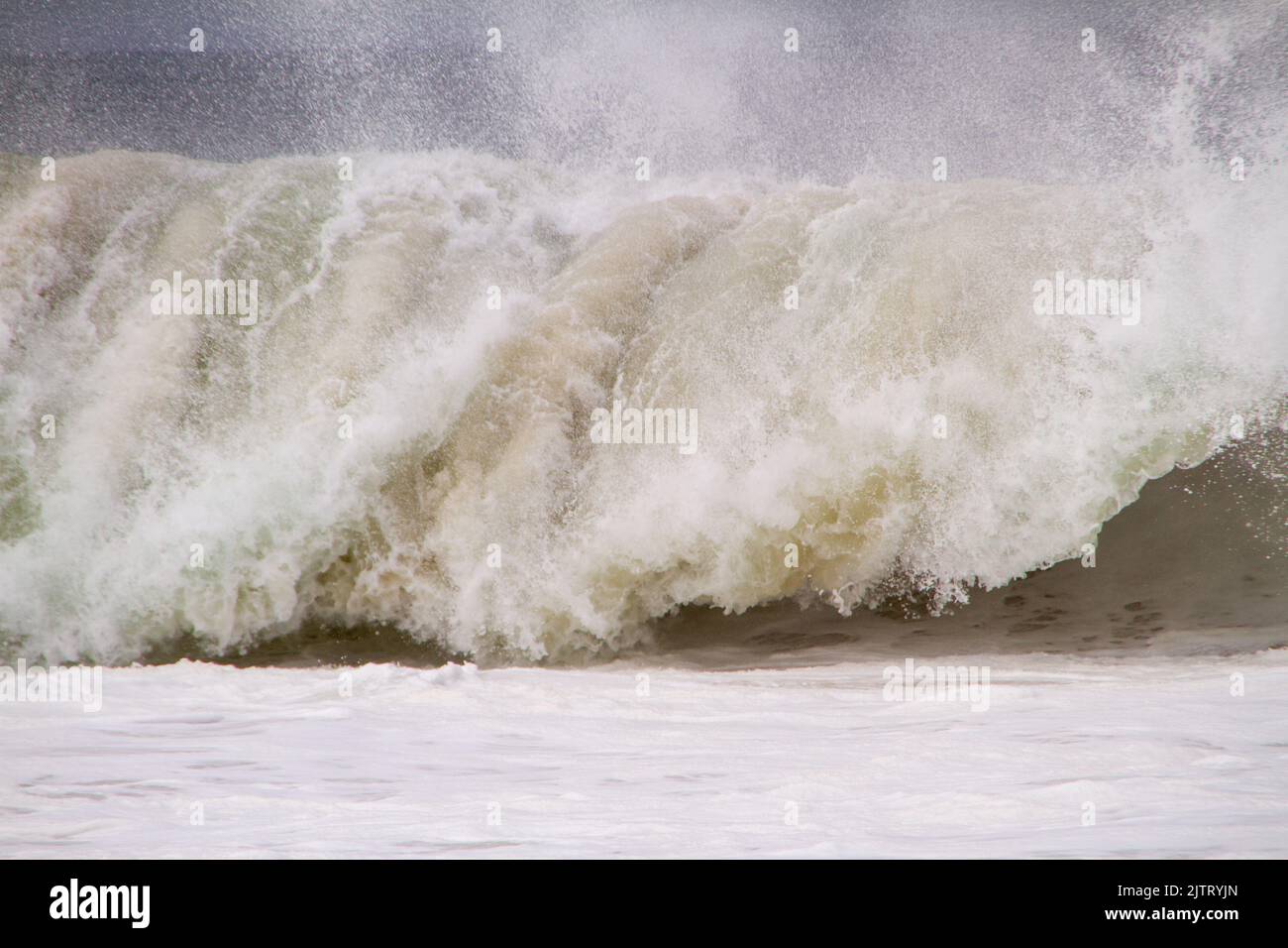 Big waves crashing on Copacabana beach during a big swell that hit the ...