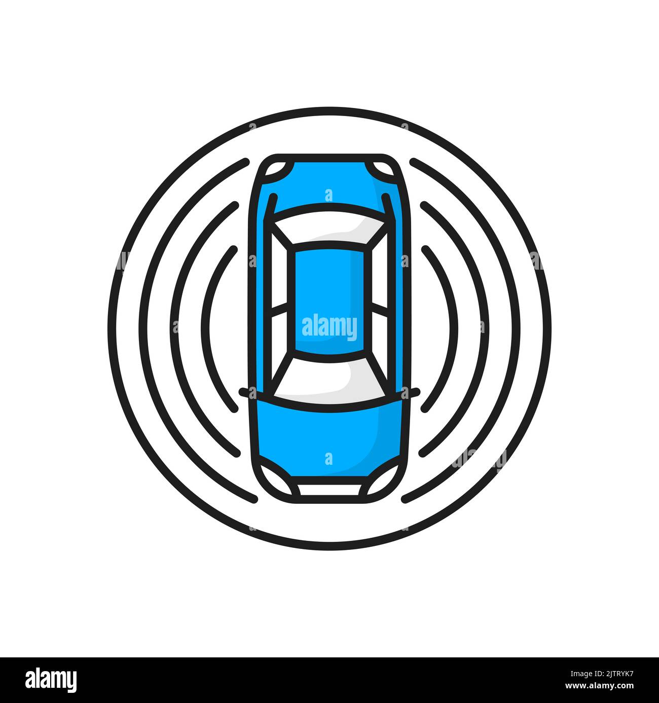Autonomous Car And Ultrasonic Signals Isolated Self Driving Vehicle