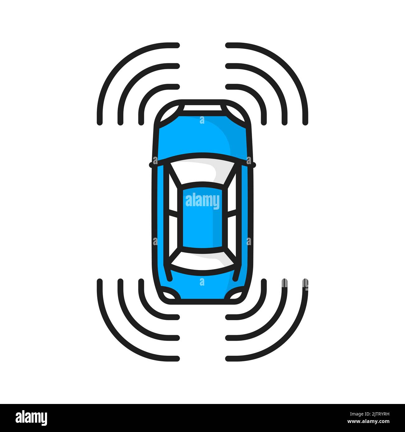 Autonomous Car Parking Isolated Self Driving Vehicle With Radar Sensing System Vector