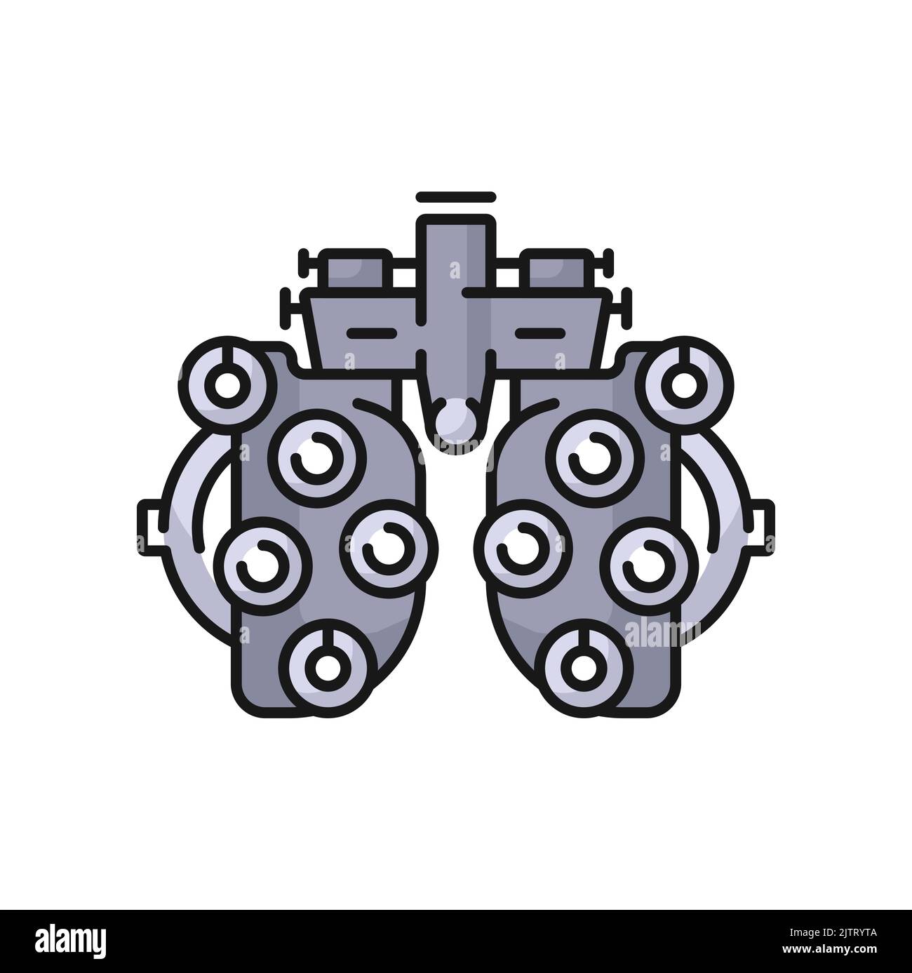 Phoropter, eye ophthalmology test vector icon of optometry. Phoropter ...