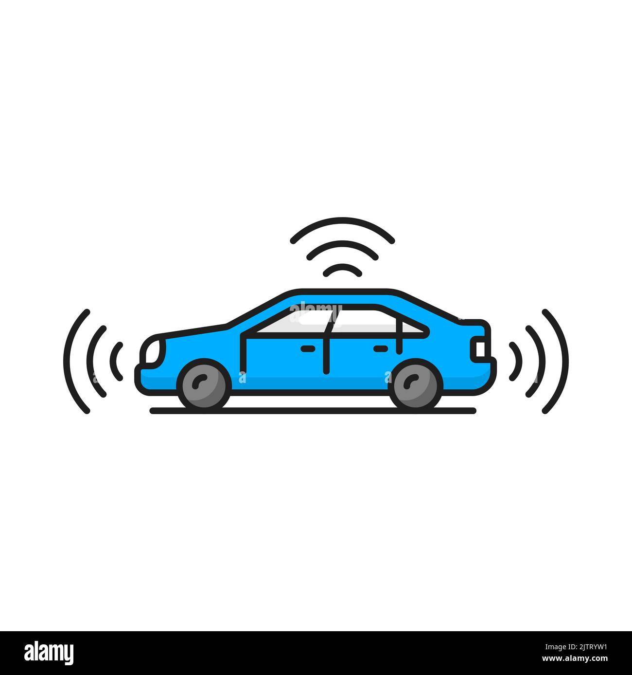Autonomous Driverless Car With Ultrasound Wave Signals Isolated Color