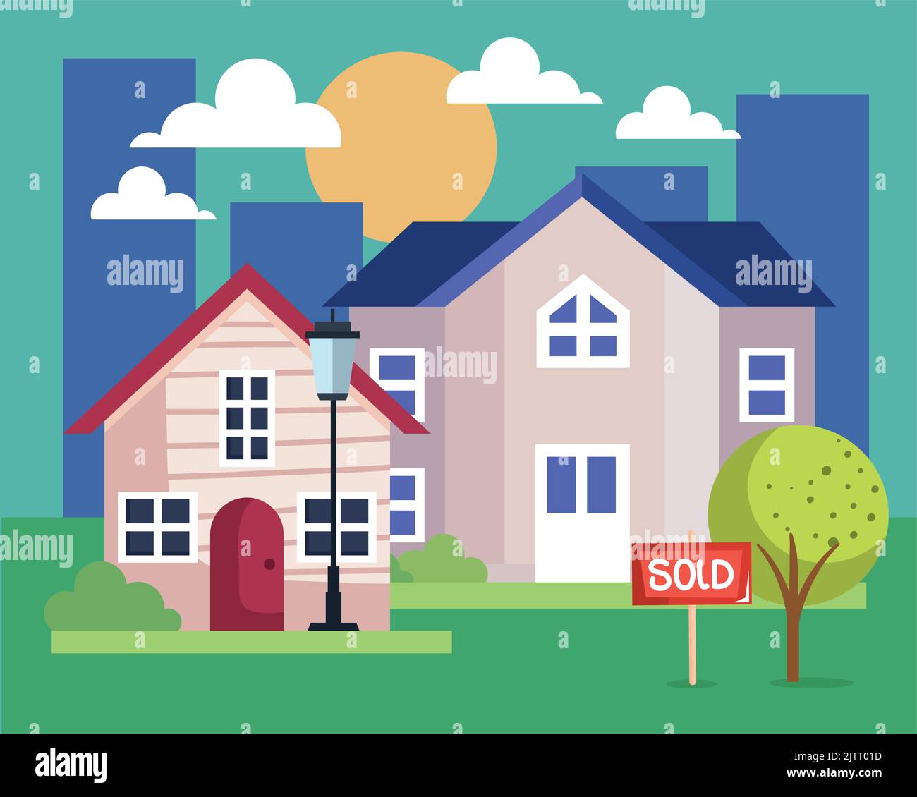 sold label with houses Stock Vector Image & Art - Alamy