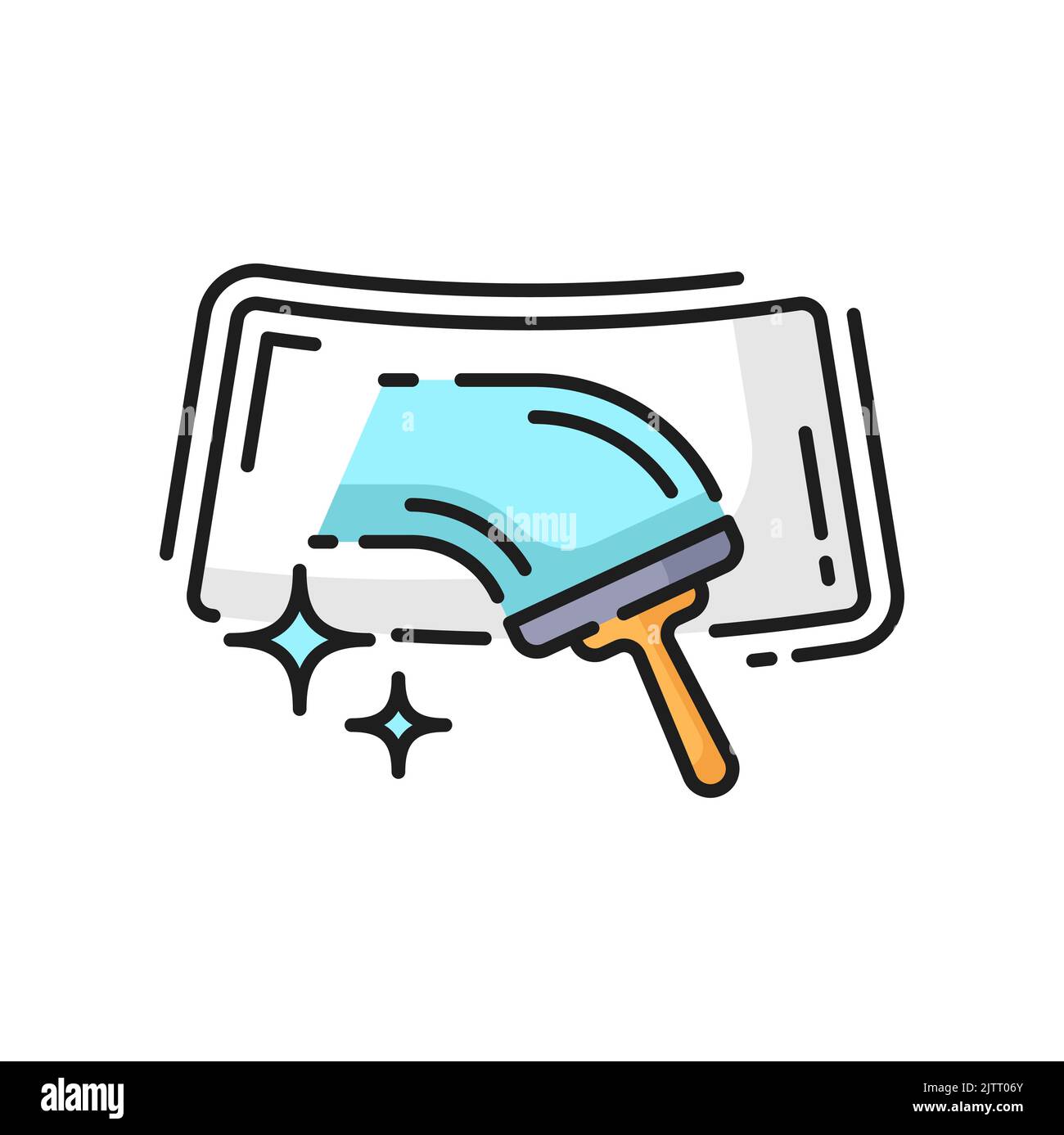 Car care wash and clean service icon, window glass cleaning, line ...