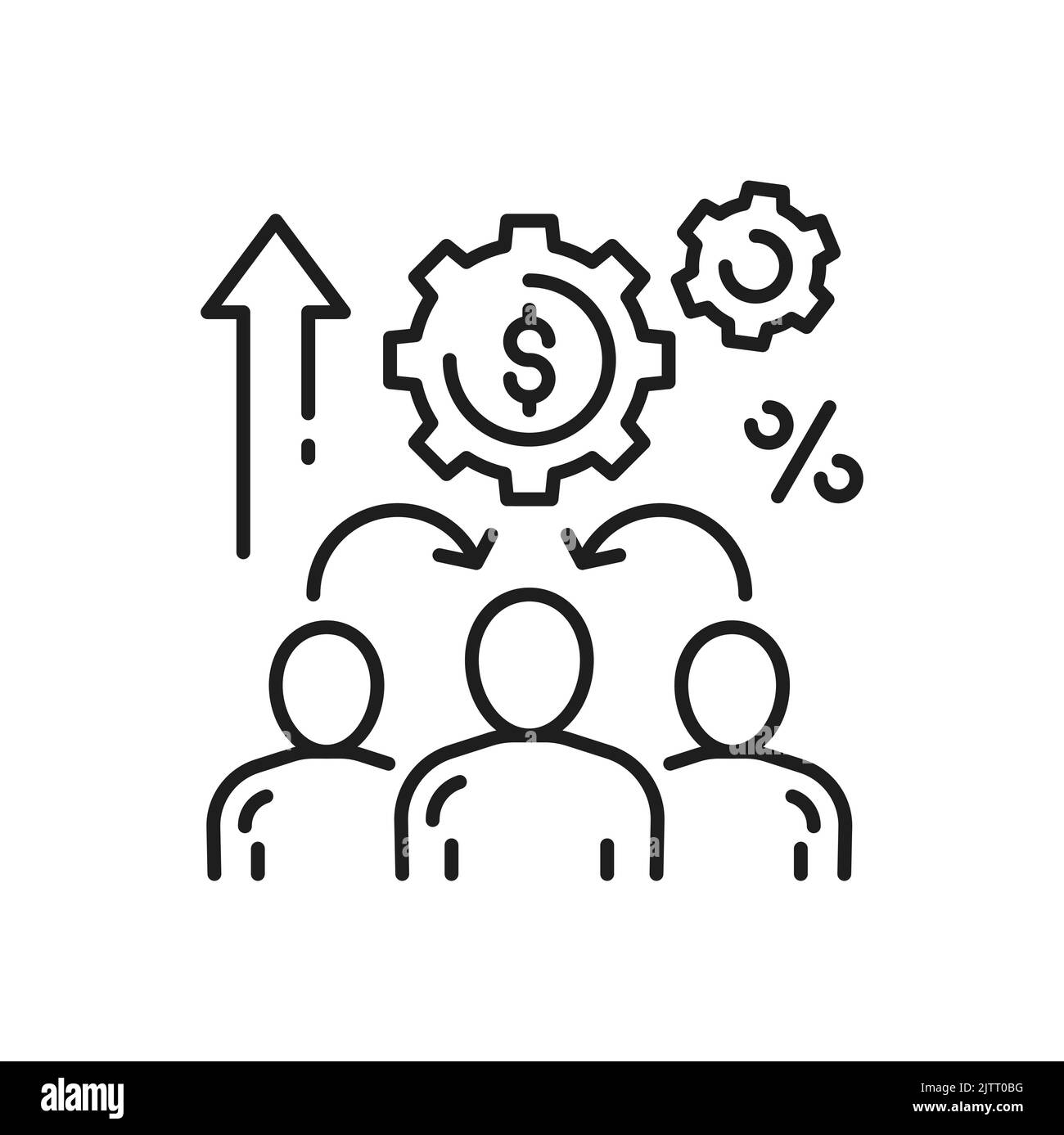 Money and three business persons for partner program or referrals ...