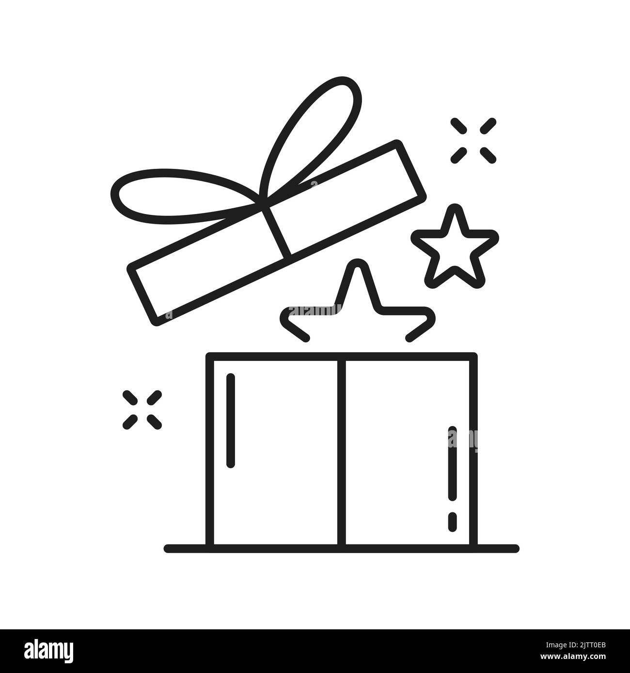 Customer loyalty affiliate program, vector present box outline icon ...