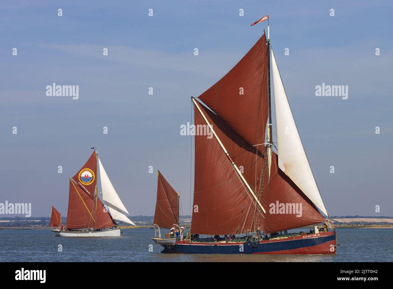 The Thames sailing barges Repertor and Blue Mermaid in full sail on the ...