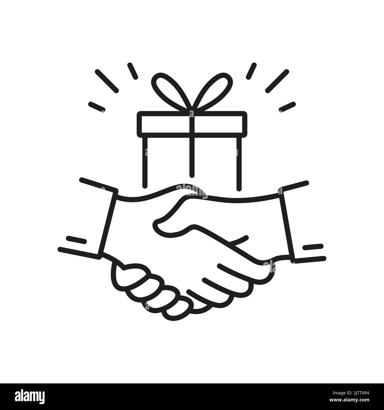 People making money from referral, shake hands and bonus gift box ...