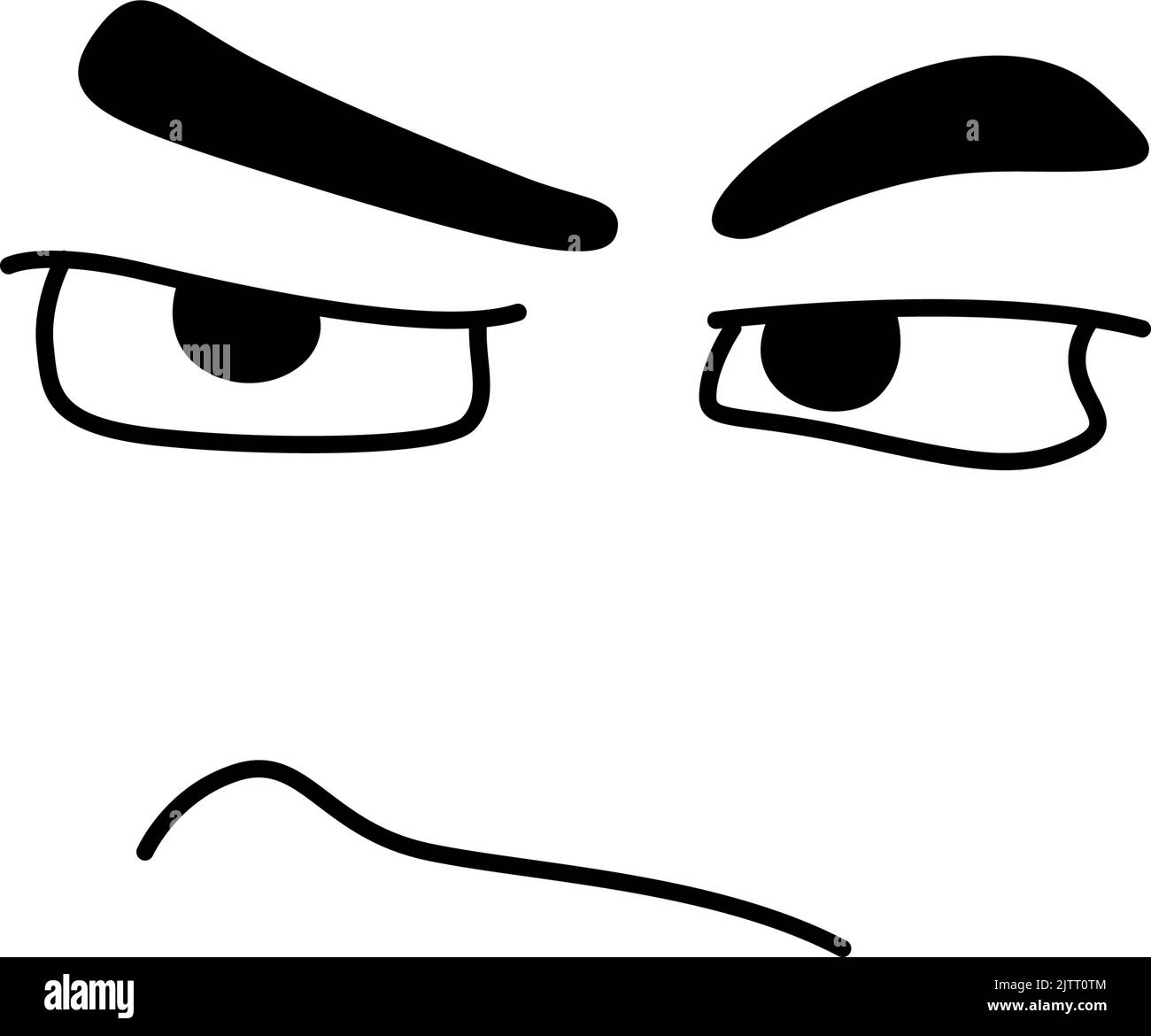 Gloomy smile emoticon emoji line art icon. Vector cartoon comic smiley ...