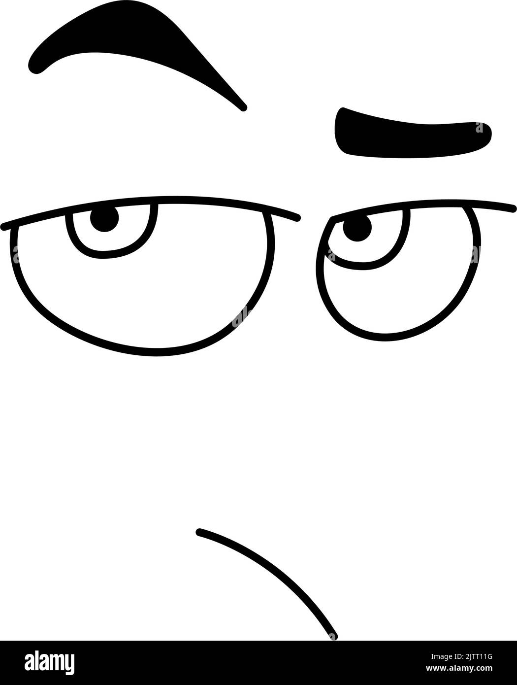 Offended smile emoticon emoji icon. Vector line art cartoon comic ...