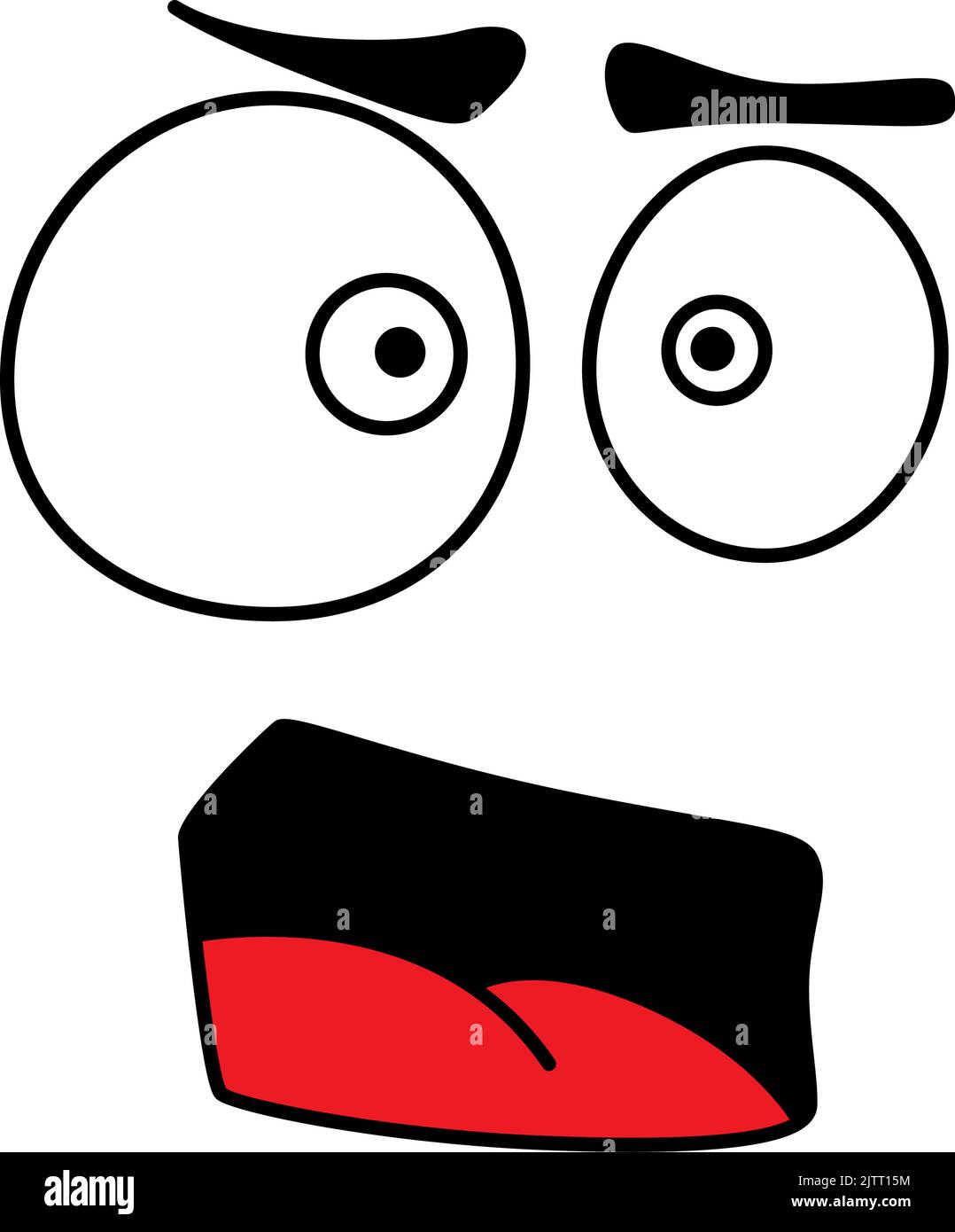 Shouting smile emoticon emoji icon. Vector isolated line art cartoon ...