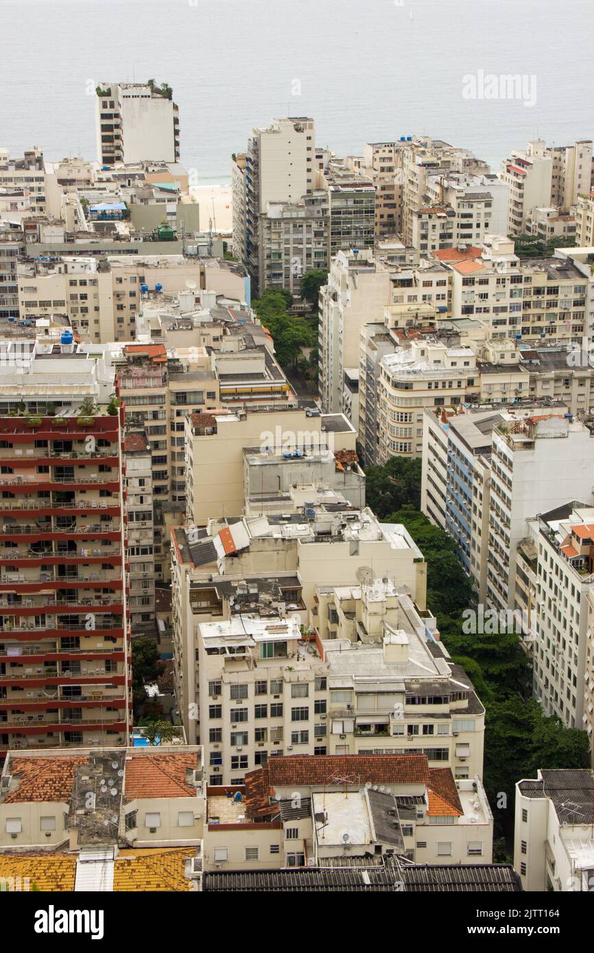 aerial view of the copacabana neighborhood in Rio de Janeiro, Brazil ...