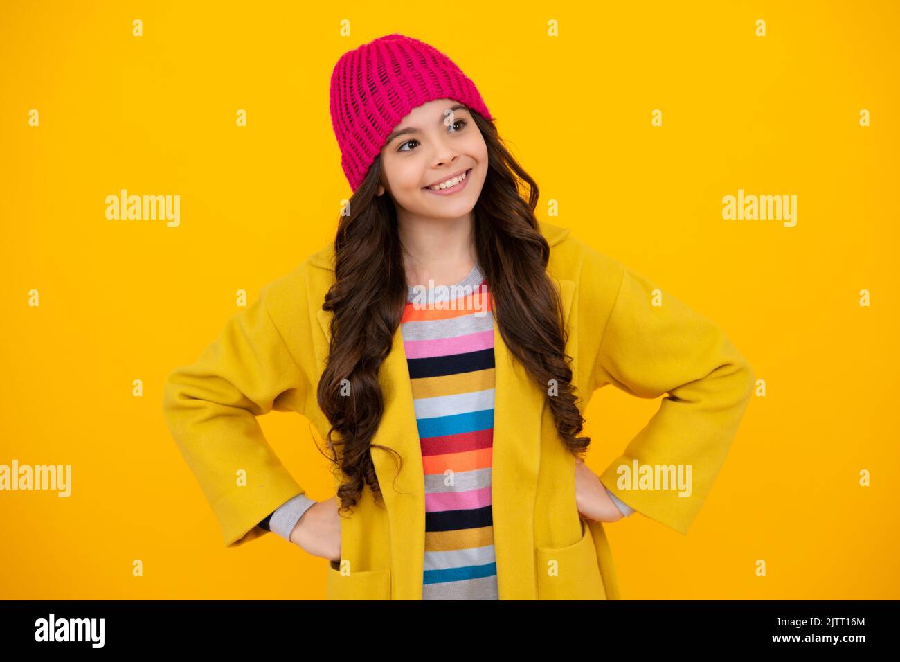 Little kid girl 12,13, 14 years old on isolated background. Children ...